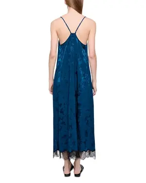 Zadig&Voltaire Respa Jacquard Horses Silk Maxi Dress With Lace Trim