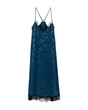Zadig&Voltaire Respa Jacquard Horses Silk Maxi Dress With Lace Trim
