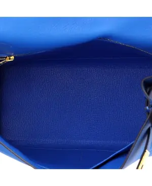 Hermès Kelly 28 Handbag Blue Evercolor With Gold Hardware - Bleu Hydra
