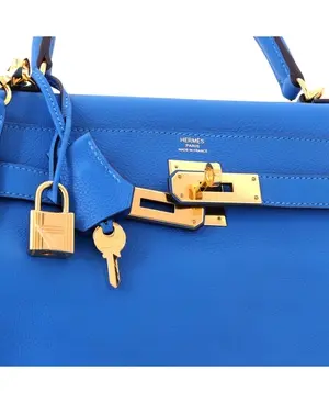 Hermès Kelly 28 Handbag Blue Evercolor With Gold Hardware - Bleu Hydra