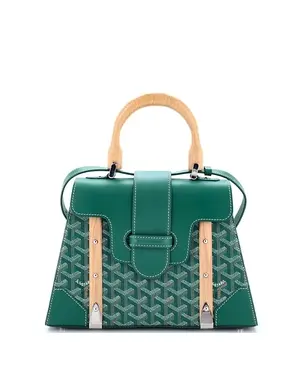 Goyard Pm Saigon Top Handle Bag Coated Canvas With Leather - Green