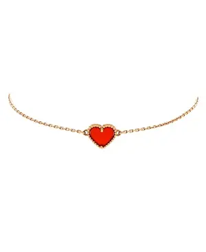 VAN CLEEF & ARPELS Sweet Alhambra Heart Bracelet 18k Rose Gold With Carnelian - Pink