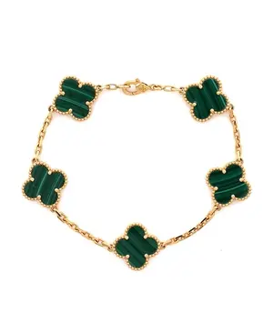 VAN CLEEF & ARPELS Vintage Alhambra 5 Motifs Bracelet 18k And Malachite - Gold