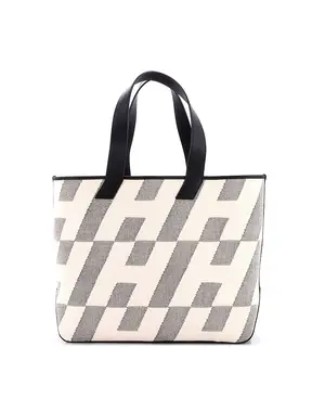 Hermès 40 Cabas H En Biais Tote Canvas With Leather