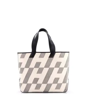 Hermès 40 Cabas H En Biais Tote Canvas With Leather