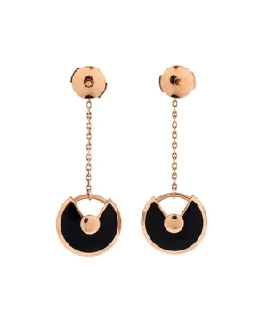 CARTIER Xs Amulette De Drop Dangle Earrings In 18k Rose Gold With Diamond And Onyx