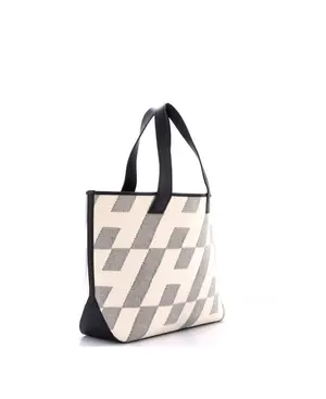 Hermès 40 Cabas H En Biais Tote Canvas With Leather