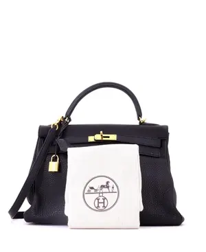 Hermès Kelly 32 Handbag Black Togo With Gold Hardware - Noir