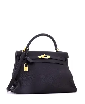Hermès Kelly 32 Handbag Black Togo With Gold Hardware - Noir