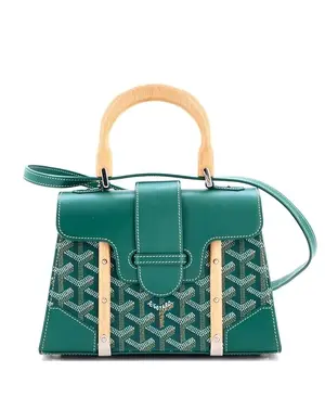 Goyard Mini Structured Saigon Top Handle Bag Coated Canvas With Leather Green