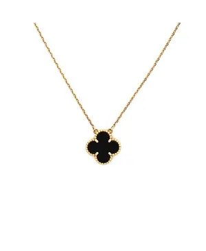 VAN CLEEF & ARPELS Vintage Alhambra Pendant Necklace 18k And Onyx, 16.5 - Gold