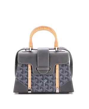 Goyard Structured Saigon Top Handle Bag Coated Canvas With Leather - Gray