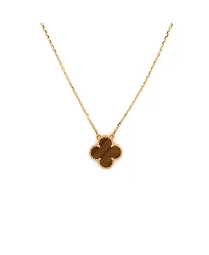 VAN CLEEF & ARPELS Vintage Alhambra Pendant Necklace 18k And Tiger Eye, 16.5 - Gold