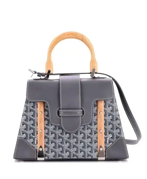 Goyard Pm Saigon Top Handle Bag Coated Canvas With Leather - Gray