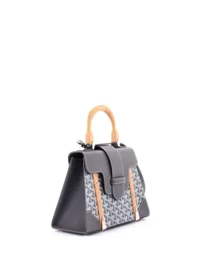 Goyard Pm Saigon Top Handle Bag Coated Canvas With Leather - Gray