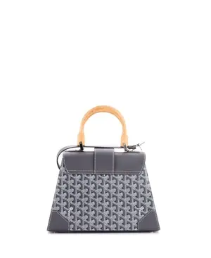 Goyard Pm Saigon Top Handle Bag Coated Canvas With Leather - Gray