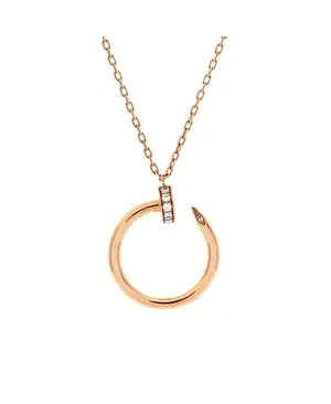 CARTIER Juste Un Clou Pendant Necklace 18k Rose Gold With Diamonds, 16 - Pink