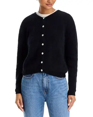 American Vintage Round Neck Buttoned Ball Cardigan Noir