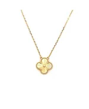 VAN CLEEF & ARPELS Vintage Alhambra Pendant Necklace Guilloche 18k 16.25 - Gold