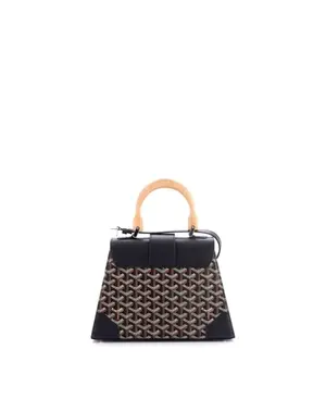 Goyard Pm Saigon Top Handle Bag Coated Canvas With Leather - Black