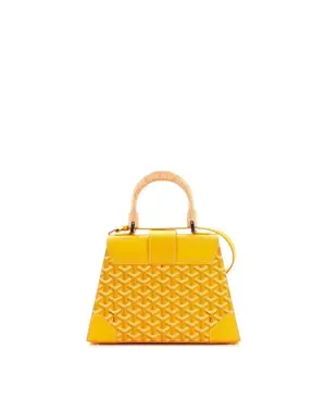 Goyard Pm Saigon Top Handle Bag Coated Canvas With Leather - Yellow