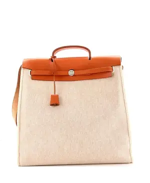 Hermès Mm Herbag Toile And Leather - Neutral