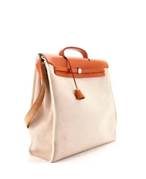 Hermès Mm Herbag Toile And Leather