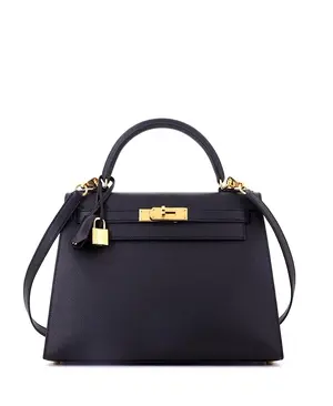 Hermès Kelly 28 Handbag Black Epsom With Gold Hardware - Noir