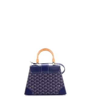 Goyard Pm Saigon Top Handle Bag Coated Canvas With Leather - Blue