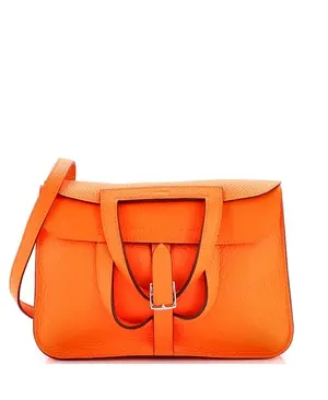 Hermès 25 Halzan Bag Clemence - Orange