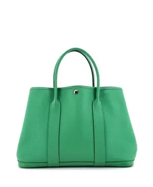 Hermès 36 Garden Party Tote Leather With Printed Interior - Green