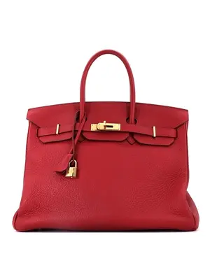 Hermès Birkin 35 Handbag Red Clemence With Gold Hardware - Rouge Garance