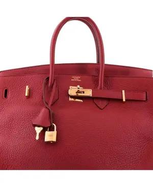 Hermès Birkin 35 Handbag Red Clemence With Gold Hardware
