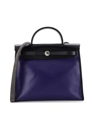Hermès 31 Herbag Zip Berline Vache Canvas And Leather - Blue