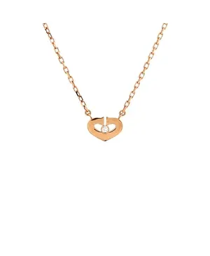 CARTIER C Heart De Pendant Necklace In 18k Rose Gold With Diamond - Pink