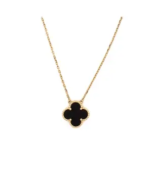VAN CLEEF & ARPELS Vintage Alhambra Pendant Necklace 18k And Onyx, 16.5 - Gold