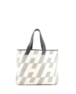 Hermès 40 Cabas H En Biais Tote Canvas With Leather