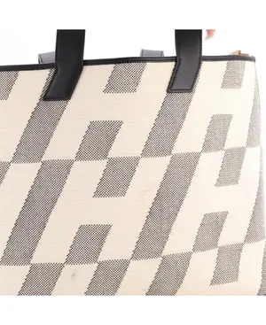 Hermès 40 Cabas H En Biais Tote Canvas With Leather