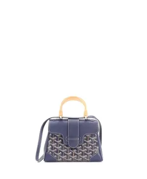 Goyard Saigon Top Handle Bag Coated Canvas With Leather - Blue