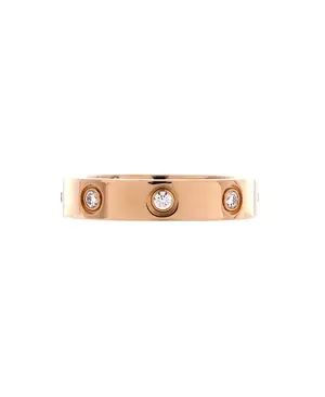 CARTIER Love Wedding Band 8 Diamonds Ring 18k Rose Gold With Diamonds - Pink
