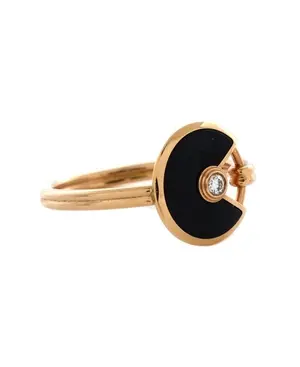 CARTIER Amulette De Ring 18k Rose Gold Diamond And Onyx