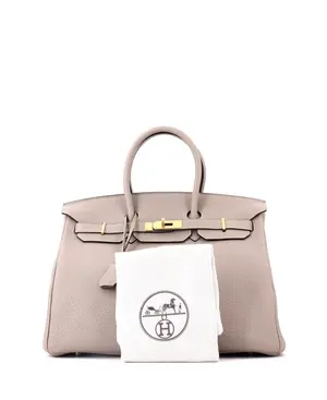 Hermès Birkin 35 Handbag Grey Togo With Gold Hardware - Gris Tourterelle