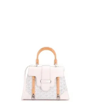 Goyard Pm Saigon Top Handle Bag Coated Canvas With Leather - White