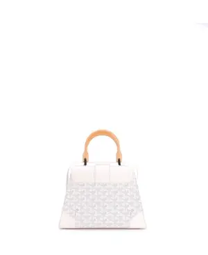 Goyard Pm Saigon Top Handle Bag Coated Canvas With Leather - White
