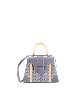 Goyard Pm Saigon Top Handle Bag Coated Canvas With Leather - Gray