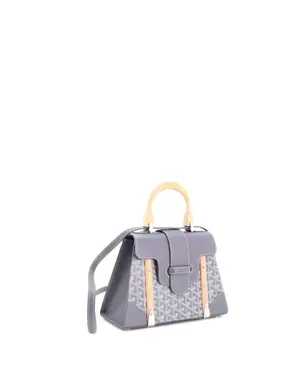 Goyard Pm Saigon Top Handle Bag Coated Canvas With Leather - Gray