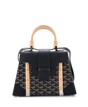 Goyard Pm Saigon Top Handle Bag Coated Canvas With Leather - Black