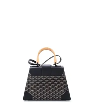 Goyard Pm Saigon Top Handle Bag Coated Canvas With Leather - Black
