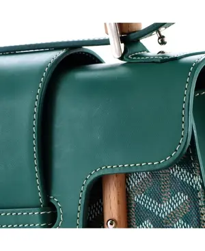 Goyard Structured Saigon Top Handle Bag Coated Canvas With Leather - Green