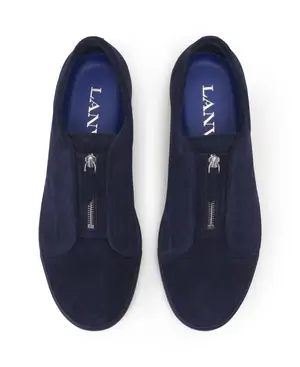 LANVIN Suede Zip Sneakers - Navy/navy